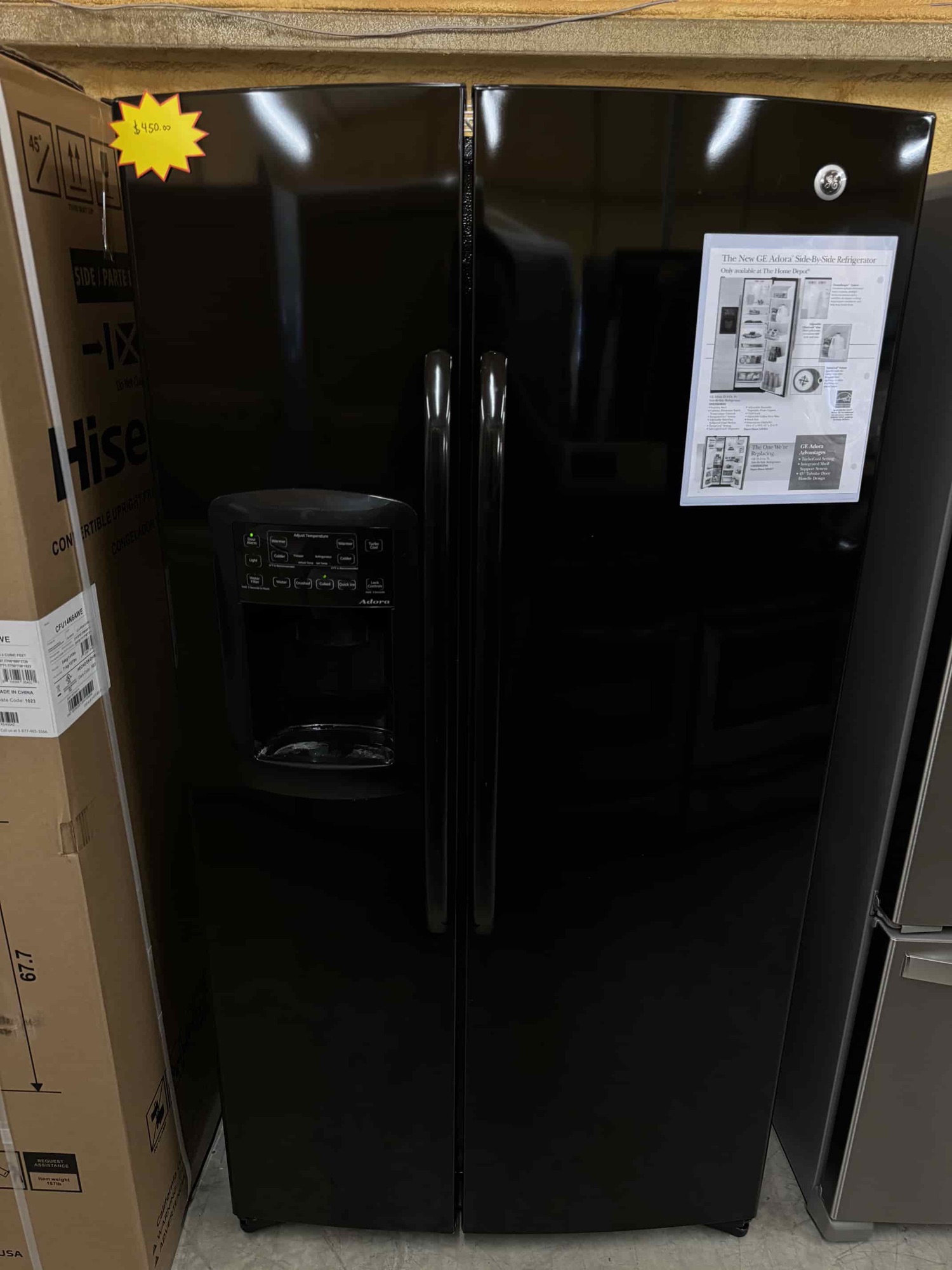 GE 25 cu. ft. Side by Side Refrigerator - Gloss Black - Texas North ...
